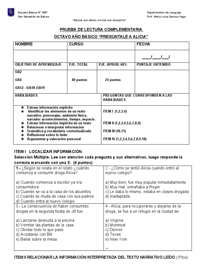 Intención de Alicia en el relato | PDF | La dependencia de sustancias ...
