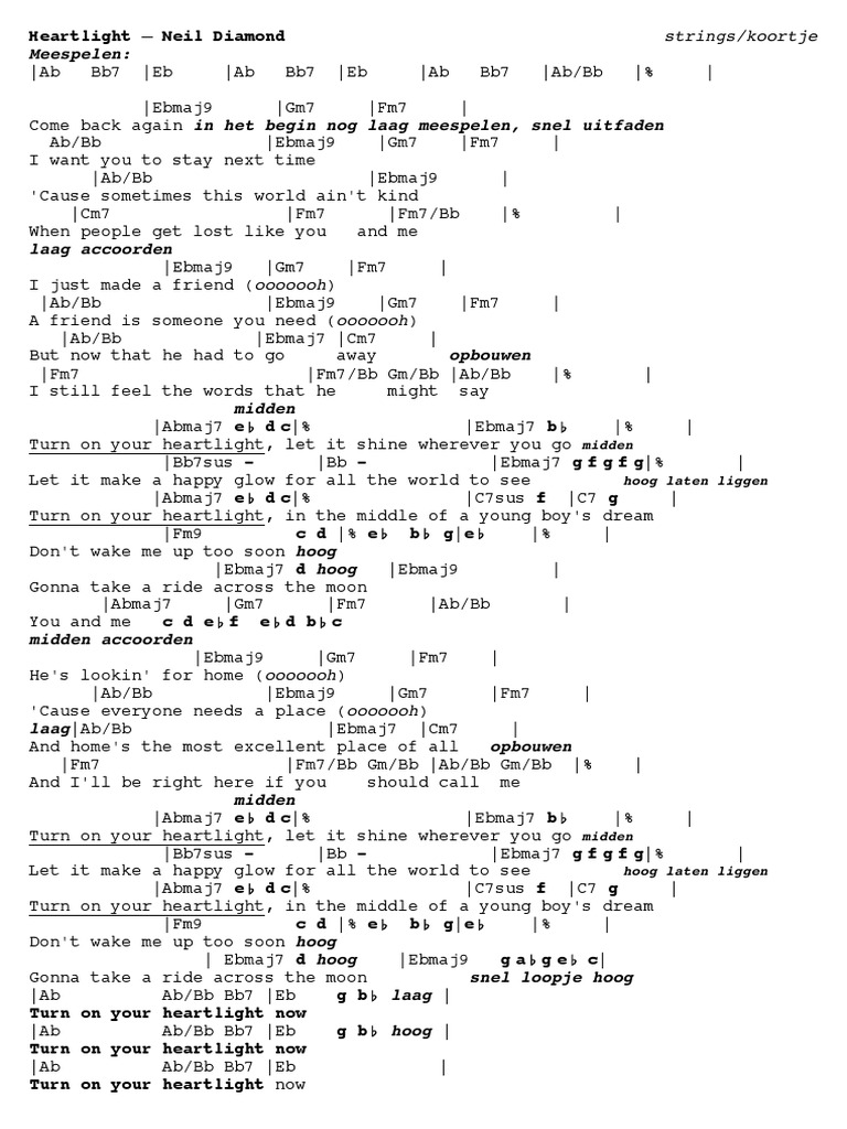 Heartlight - Neil Diamond Chords | PDF
