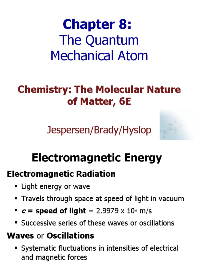 CH8 Quantum Mechanical Atom | PDF | Electron Configuration | Emission ...