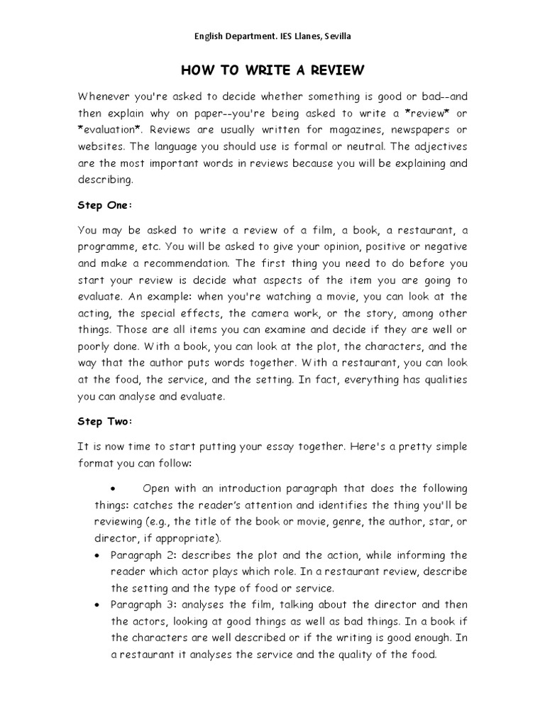 How To Write A Review: Step One | PDF | Harry Potter | Batman