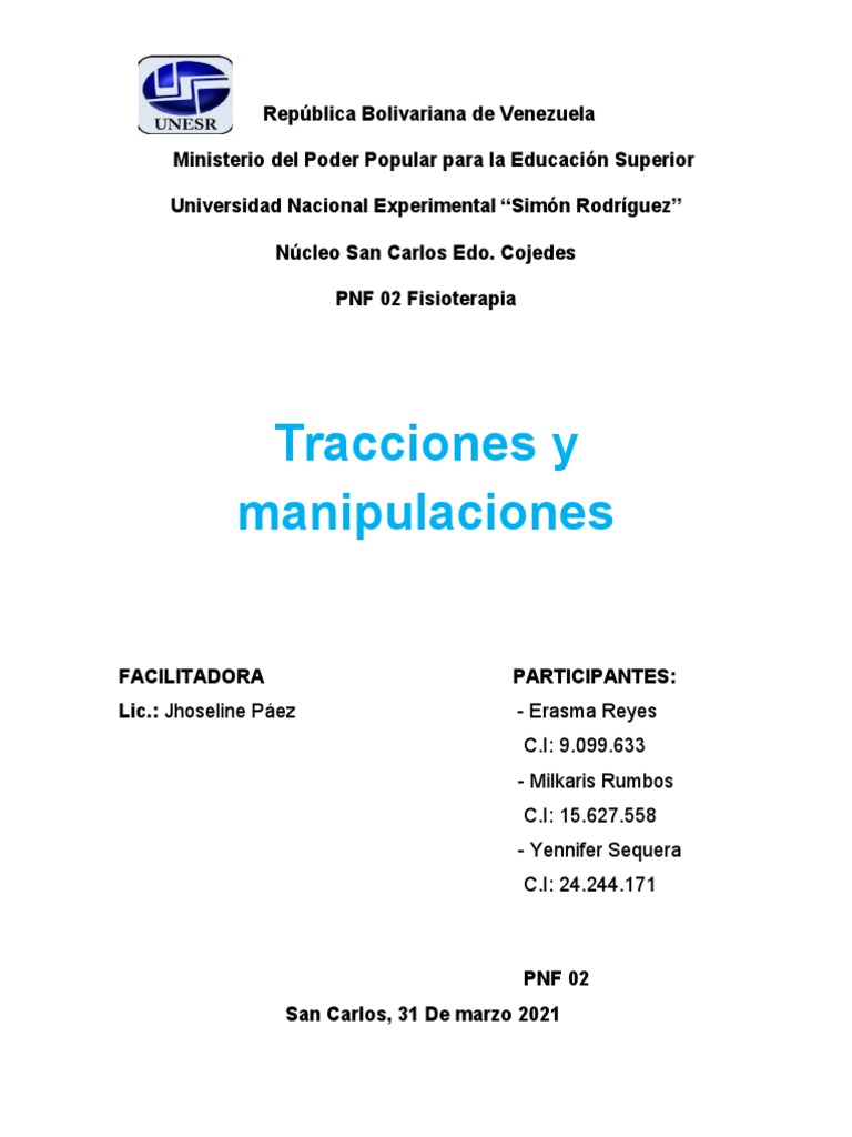 3 Tema de Traccion y Manipulacion - Medio Fisico | PDF | Quiropráctica ...