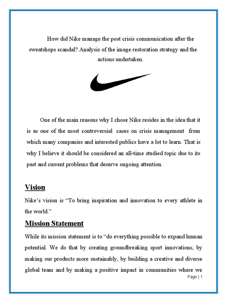 Nike's Post-Crisis Communication Strategy | PDF | Nike | Adidas