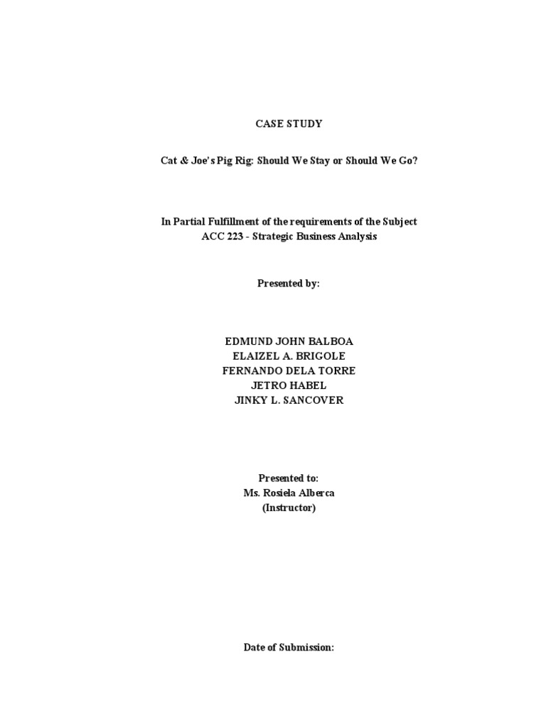 Case 1-Cat and Joe Pig Rig | PDF | Business Economics | Economies