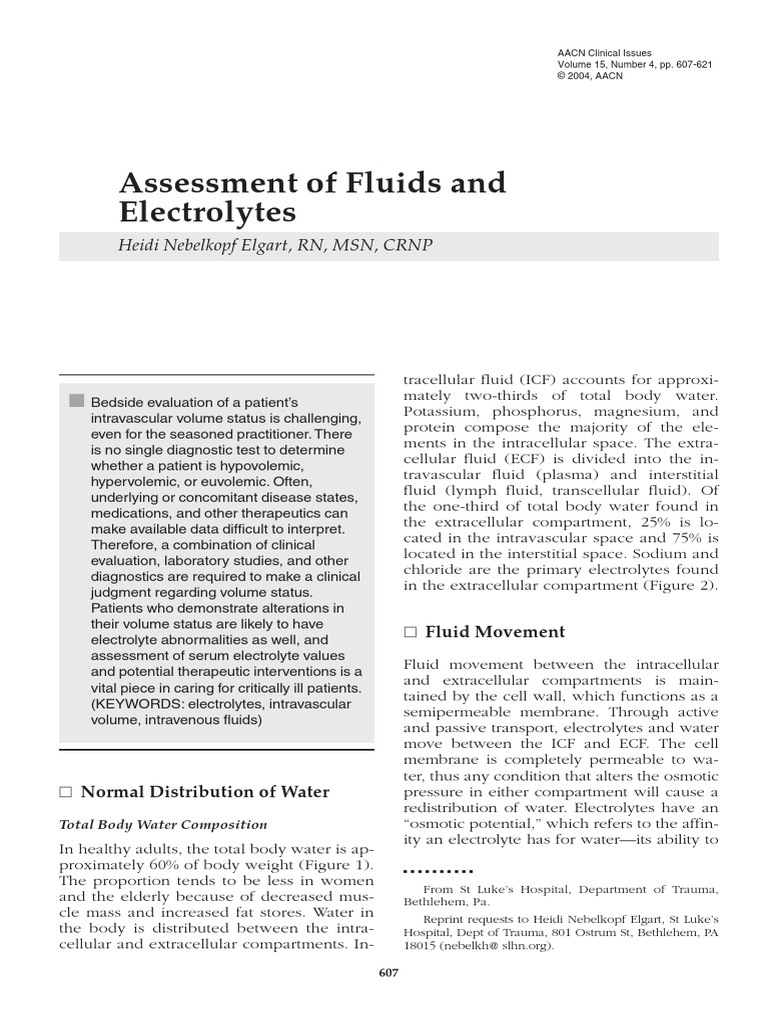 Assessment of Fluid and Electrolyte | PDF | Blood Pressure | Physiology