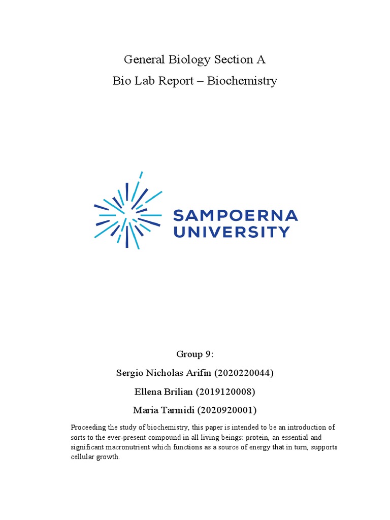 Biology Lab Report (PROTEINS) | PDF | Amino Acid | Proteins
