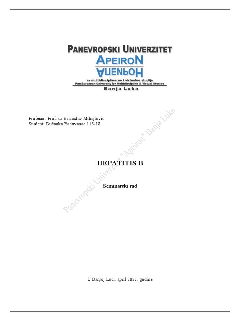 Dusanka Radovanac 2021 Hepatitis B | PDF