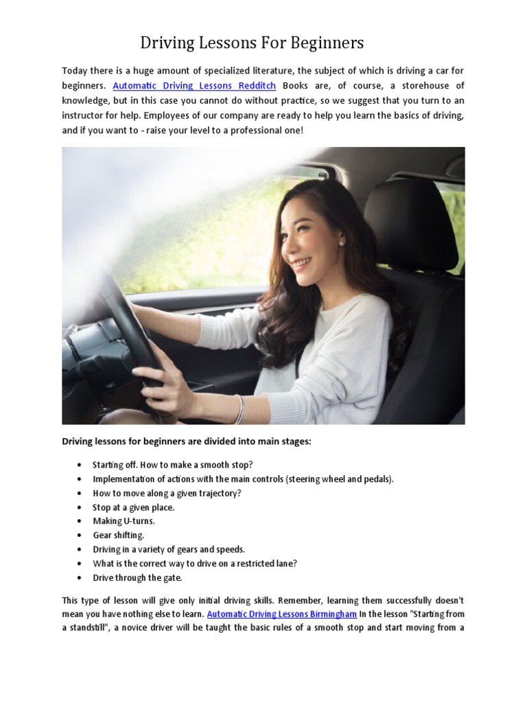 Driving Lessons For Beginners | PDF | Transport | Vehicles
