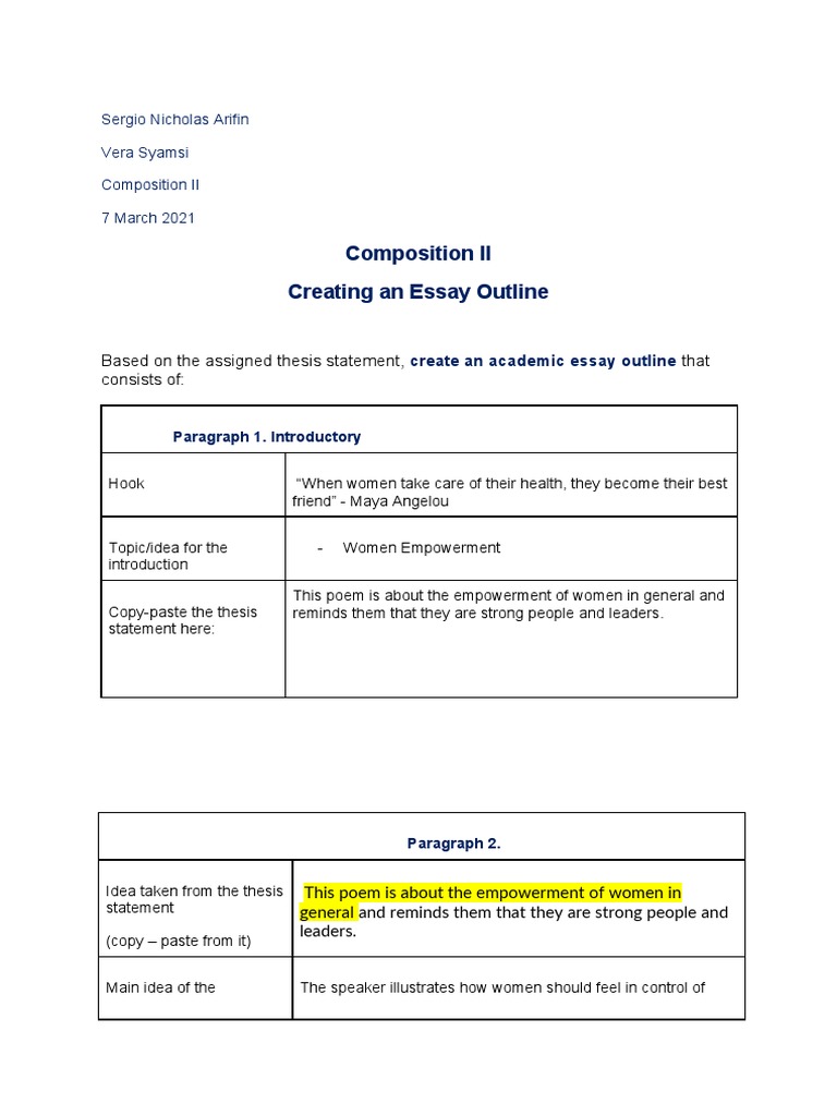 Sergio - Midterm Essay Outline | PDF