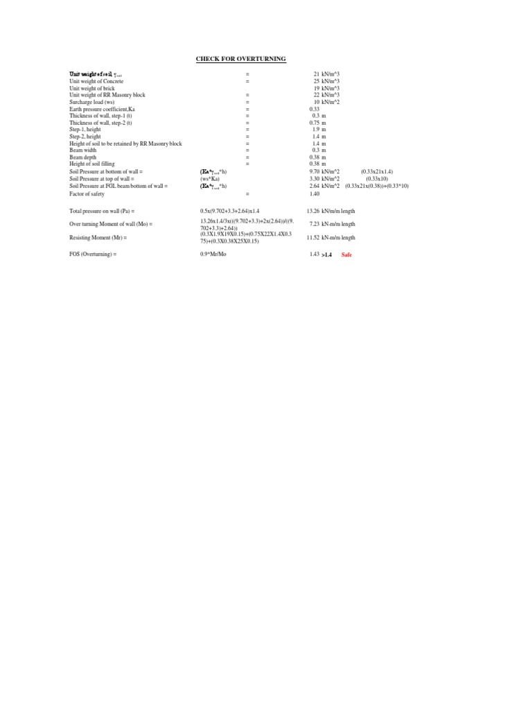 Check For Overturning | PDF | Building | Civil Engineering