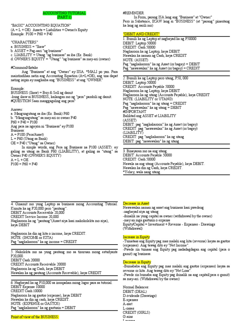Accounting Tutorials | PDF