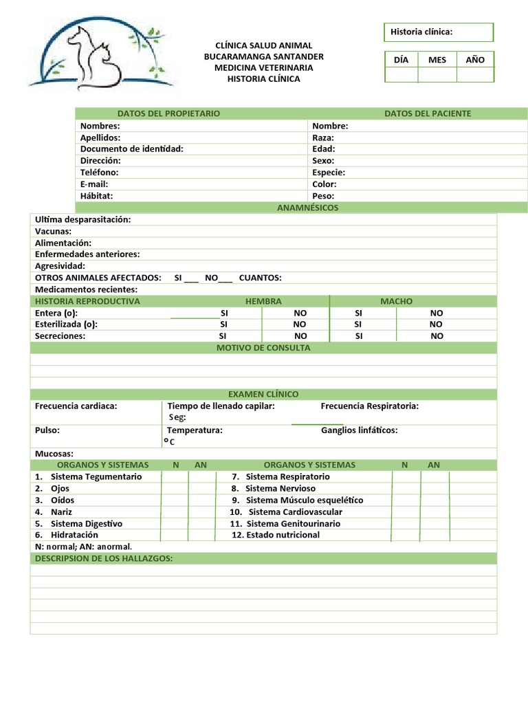 Datos Del Propietario Datos Del Paciente | PDF | Especialidades Medicas ...