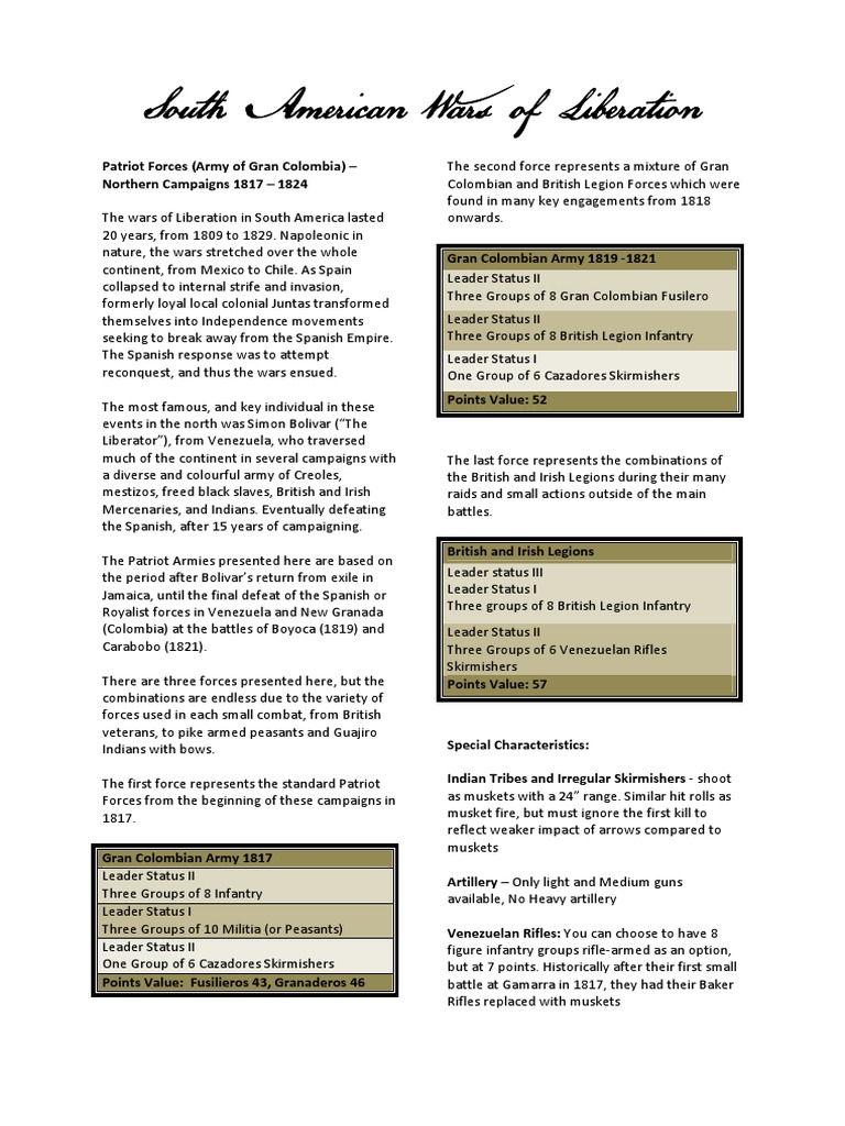 Forces of Liberation: Armies of the South American Wars of Independence ...