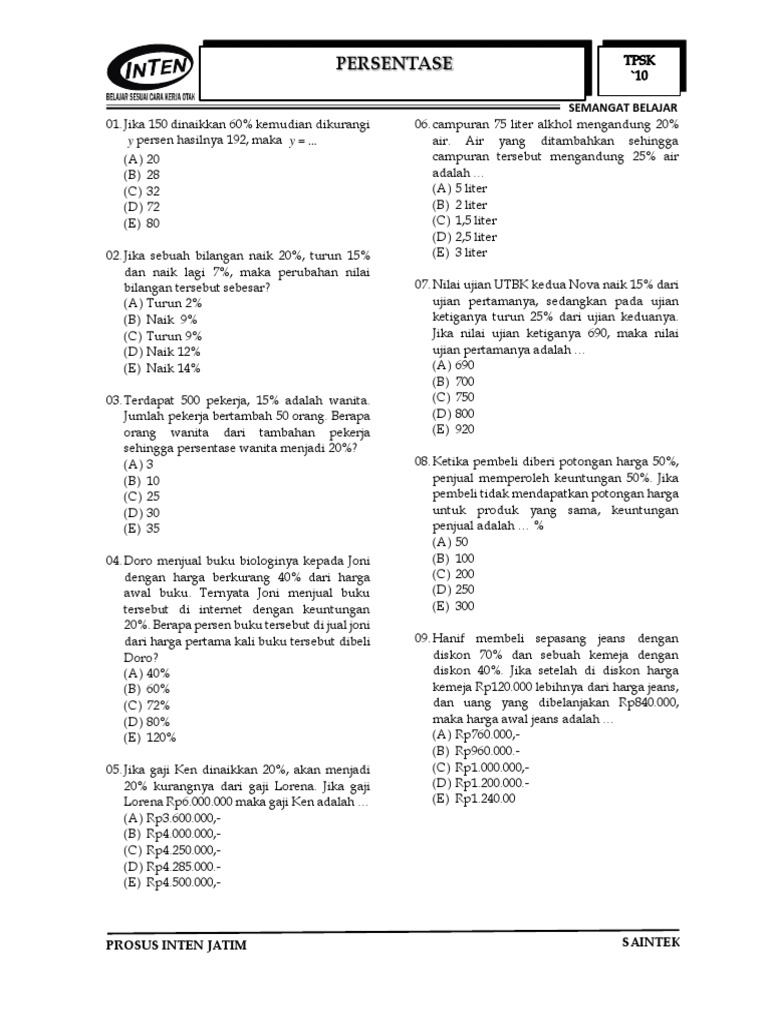 TPSK-10 Persentase | PDF