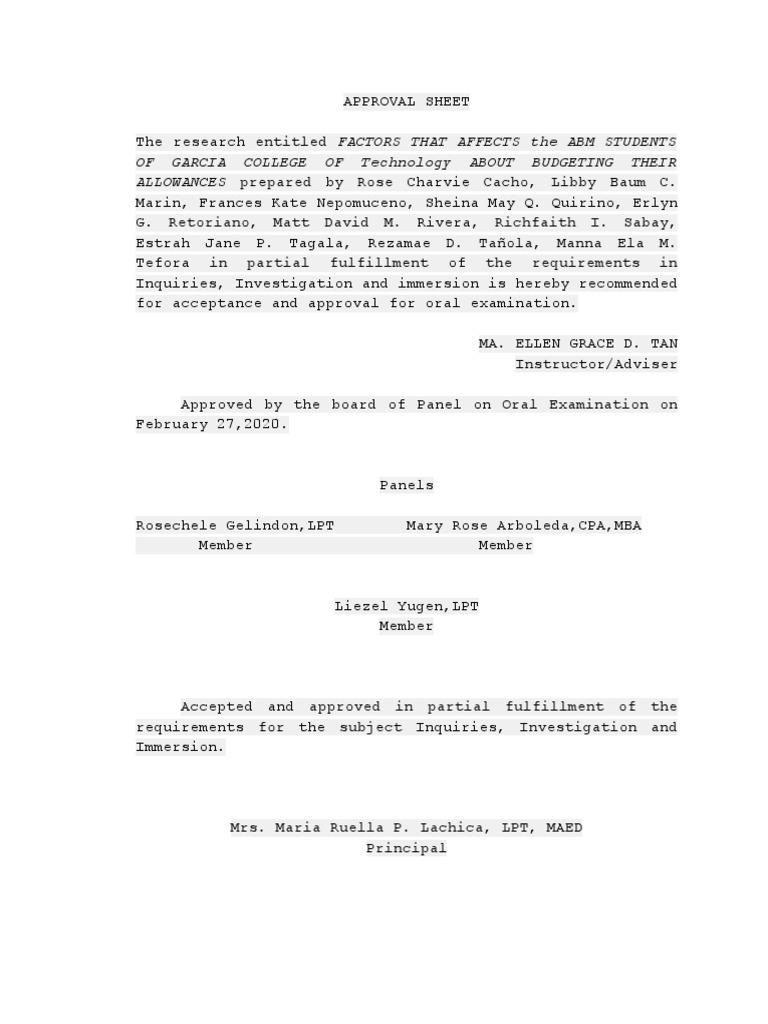 Approval Sheet | PDF