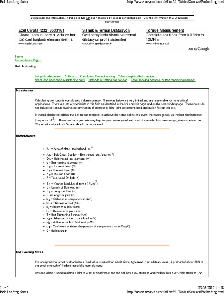 48343753-Bolt-Loading-Notes | Nut (Hardware) | Applied And ...