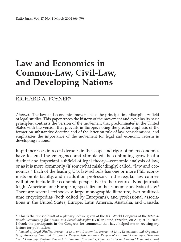 Richard Posner - Law and Economics | PDF | Law And Economics | Economics