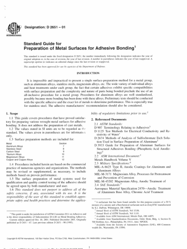 Astm D 2651-01 | PDF