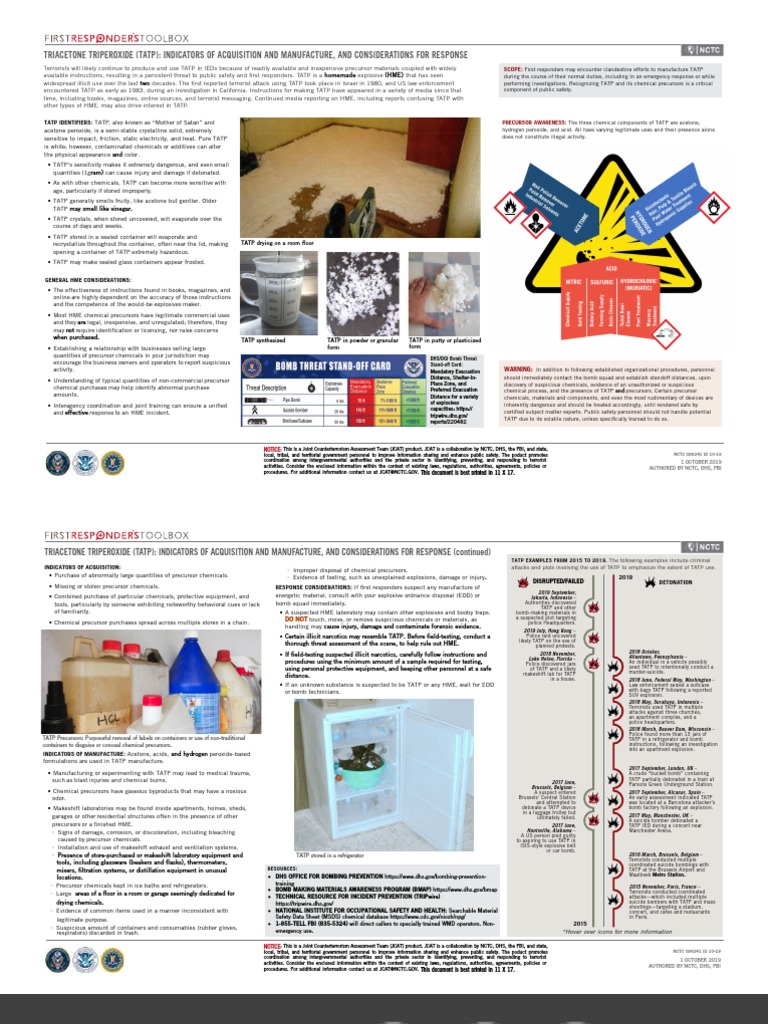 TATP: Risks and Response Strategies | PDF | Chemicals | Nature