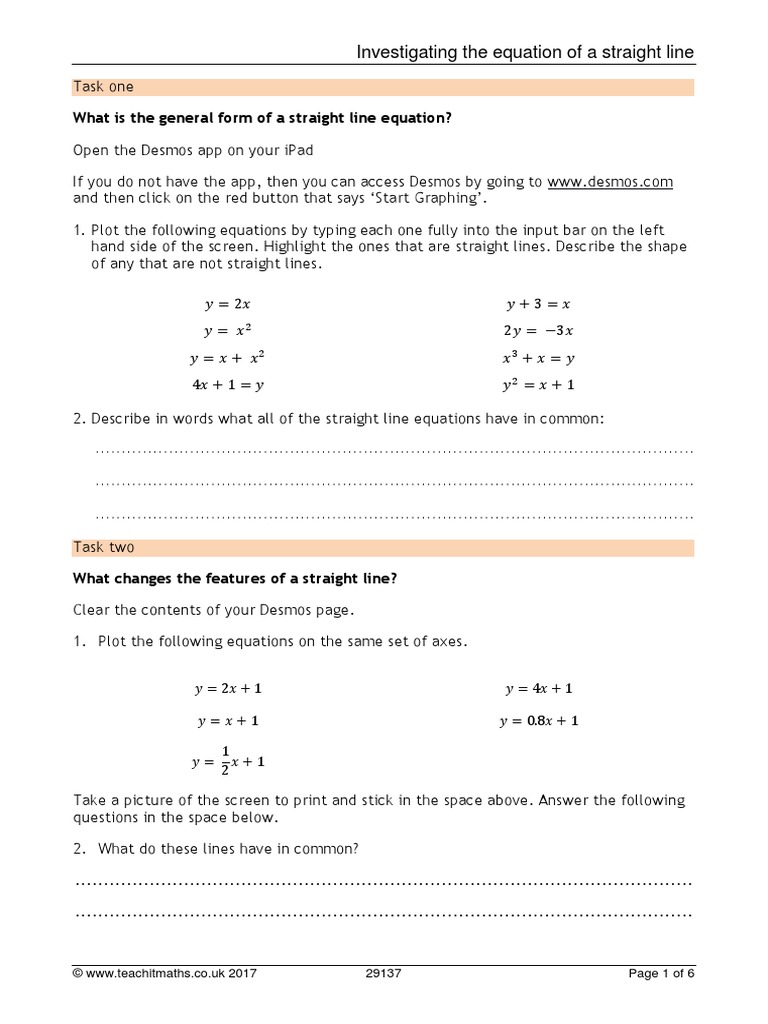 What Is The General Form of A Straight Line Equation? | PDF | Cartesian ...