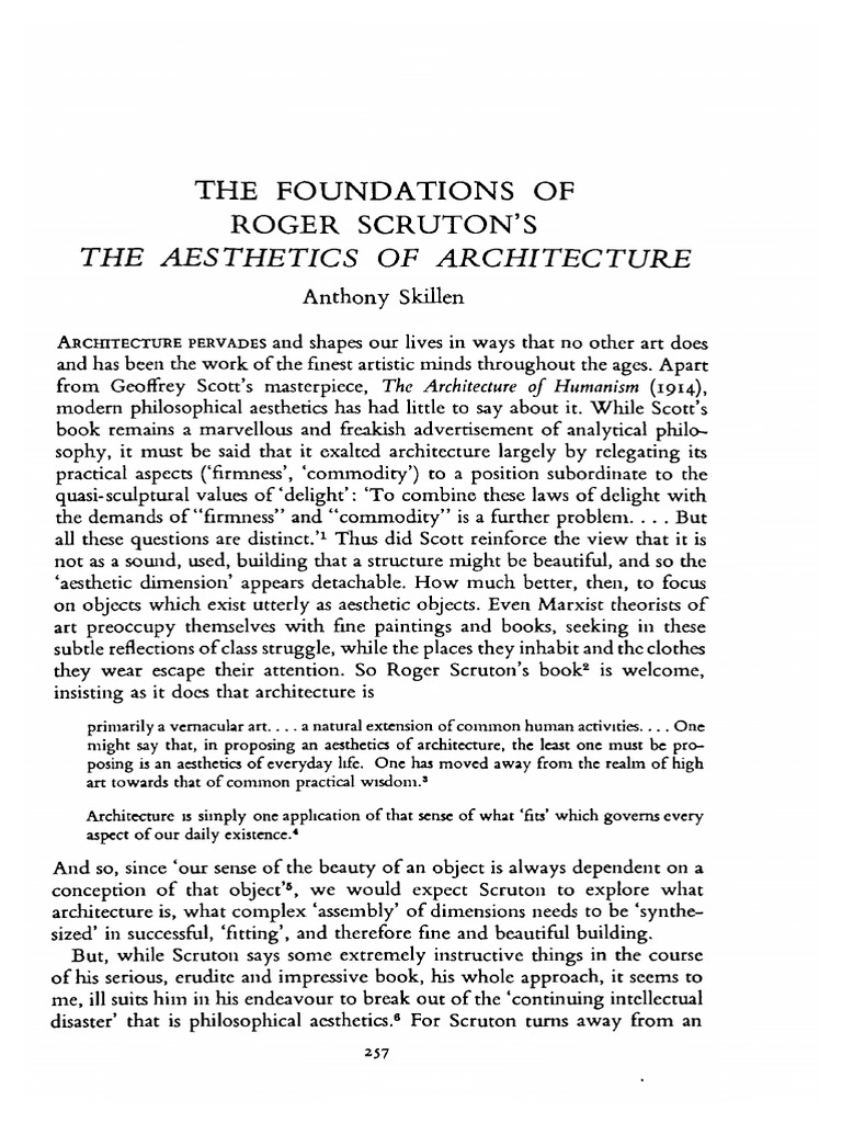 THE FOUNDATIONS OF ROGER SCRUTON'S THE AESTHETICS OF ARCHITECTURE ...