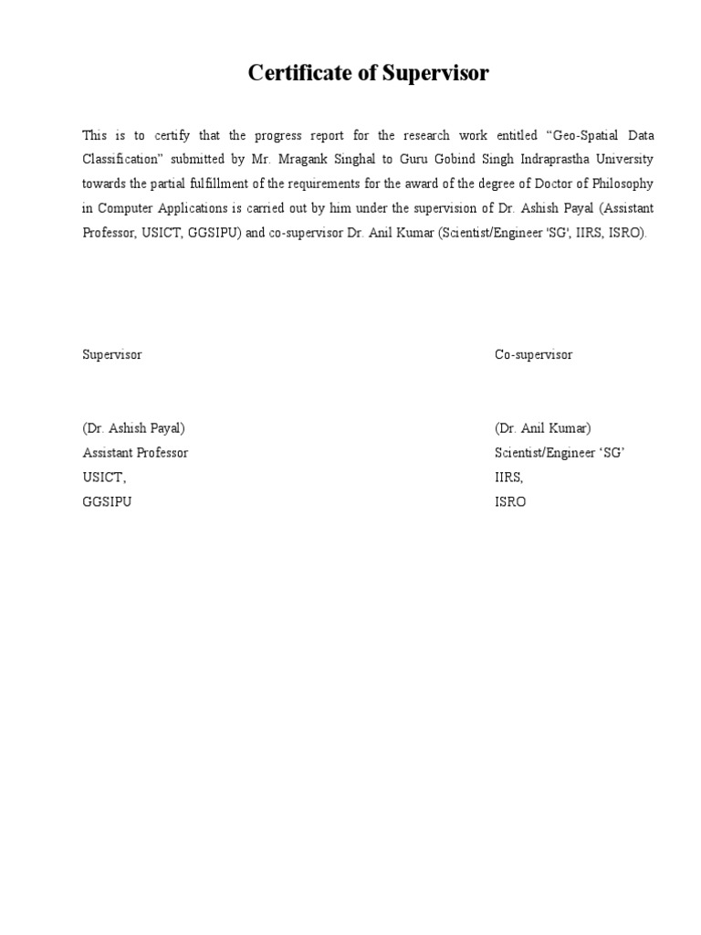 Certificate of Supervisor | PDF