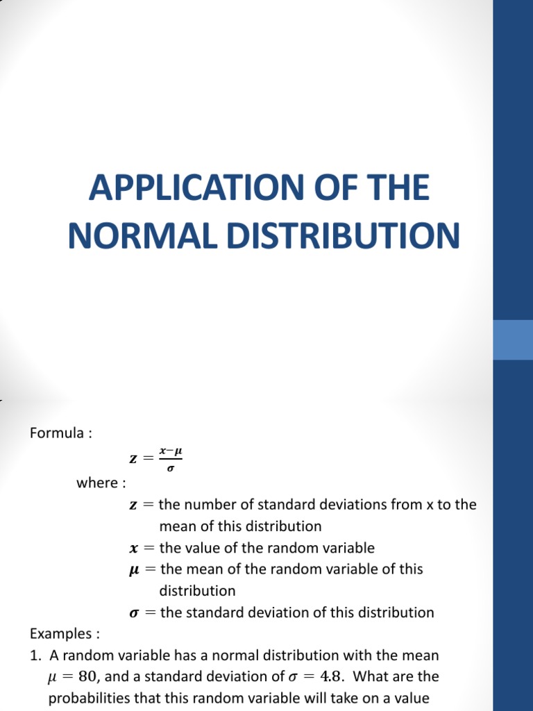 Application of The Normal Distribution | PDF | Normal Distribution | Random Variable
