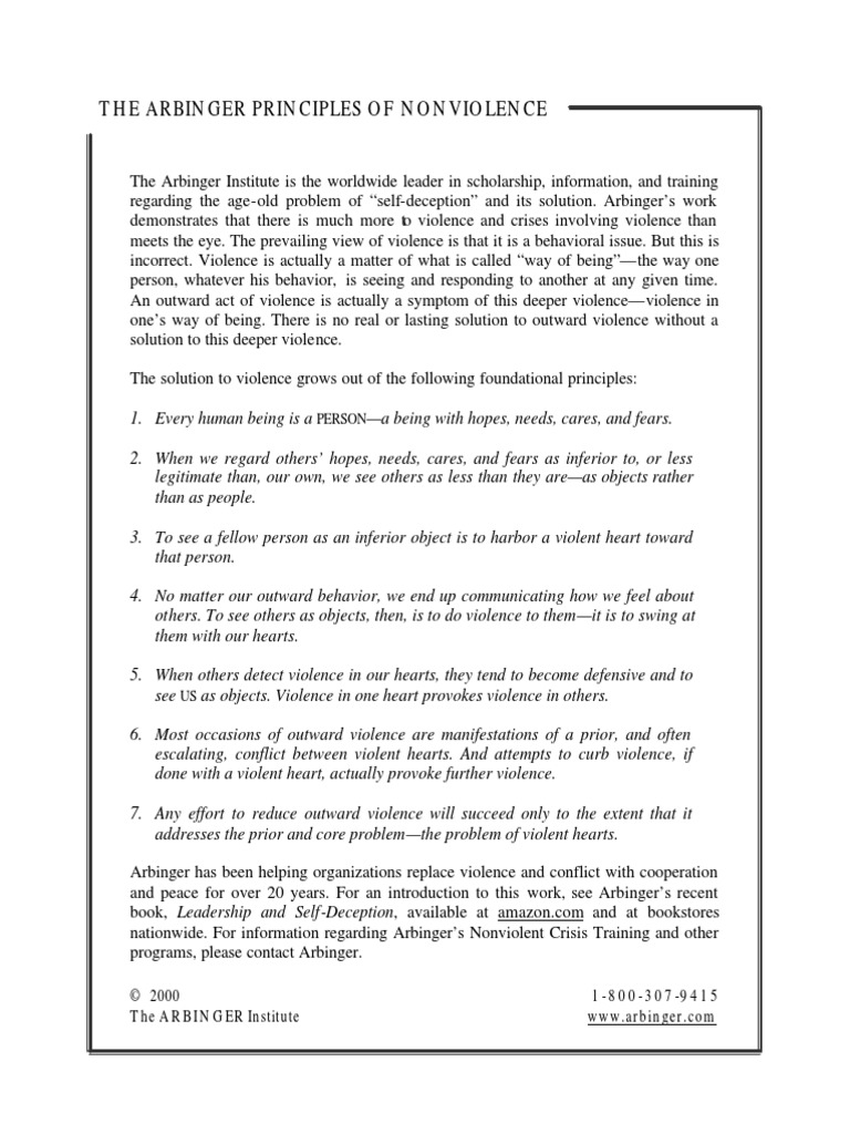Principles of Non Violence | PDF | Violence | Psychology