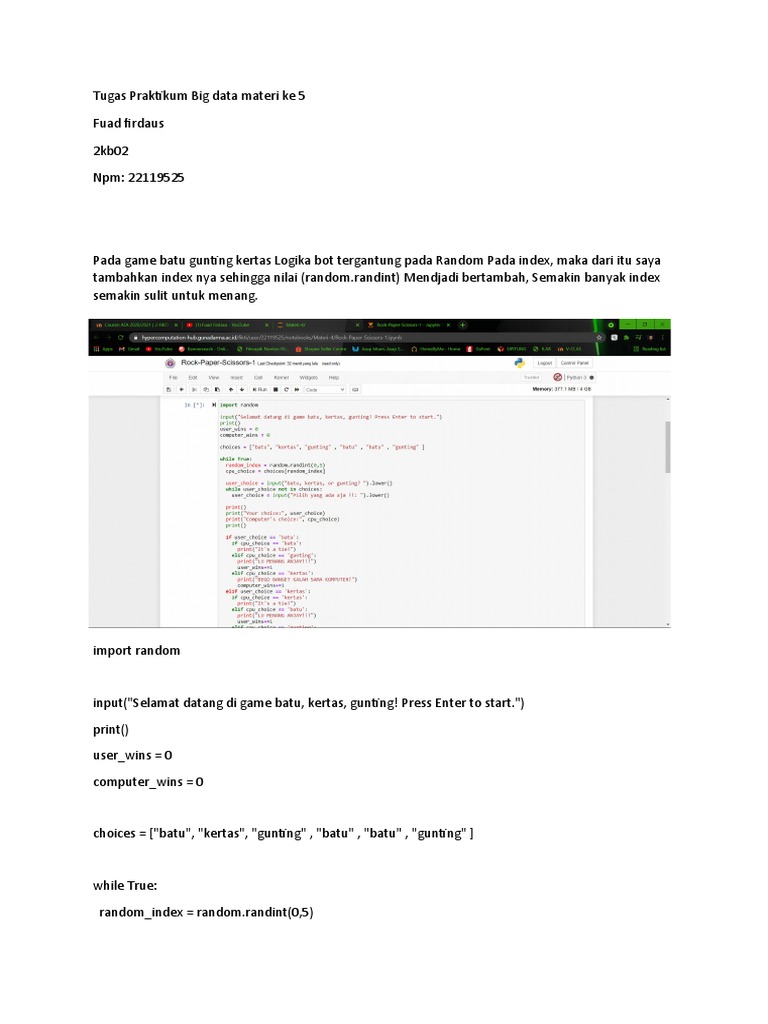 Game Batu Gunting Kertas Python | PDF