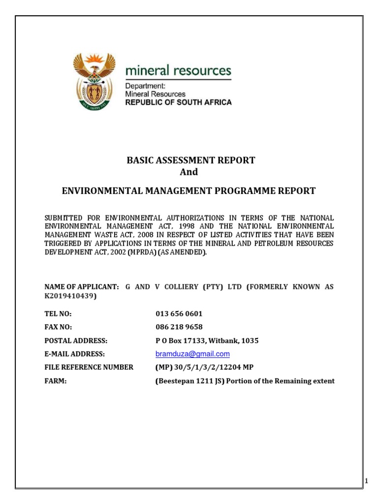 G&V - Final Basic Assessment Report and Environmental Management ...