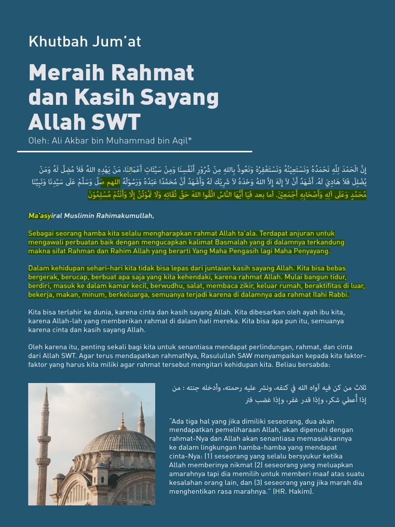 Khutbah Jumat Meraih Rahmat Allah | PDF