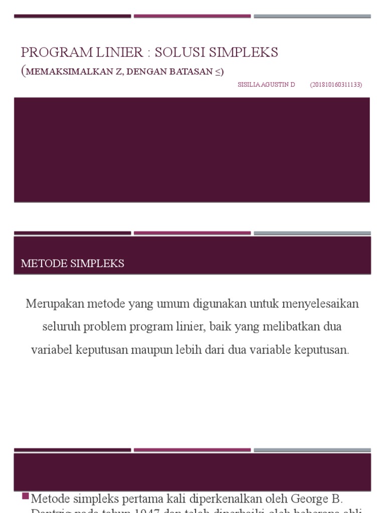 Metode Simplek Maksimal | PDF