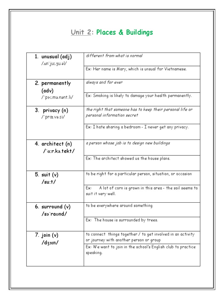 Starter - Unit 2 - Vocab | PDF | Foreign Language Studies | Home & Garden