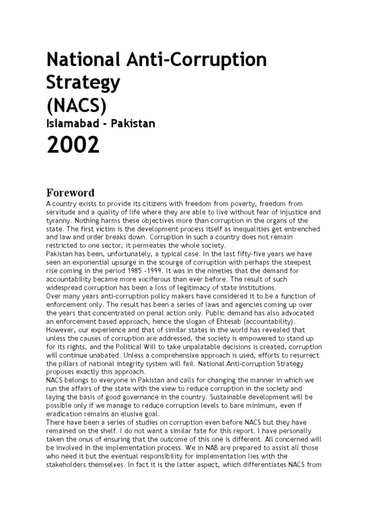National Anti-Corruption Strategy 2002 | PDF | Corruption | Governance