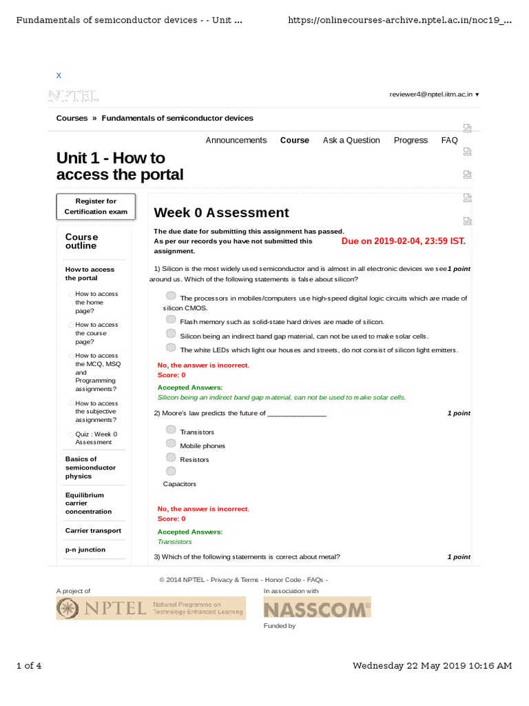 Assignments - NOC - Fundamentals - of - Semiconductor Devices | PDF | Semiconductors | Doping ...