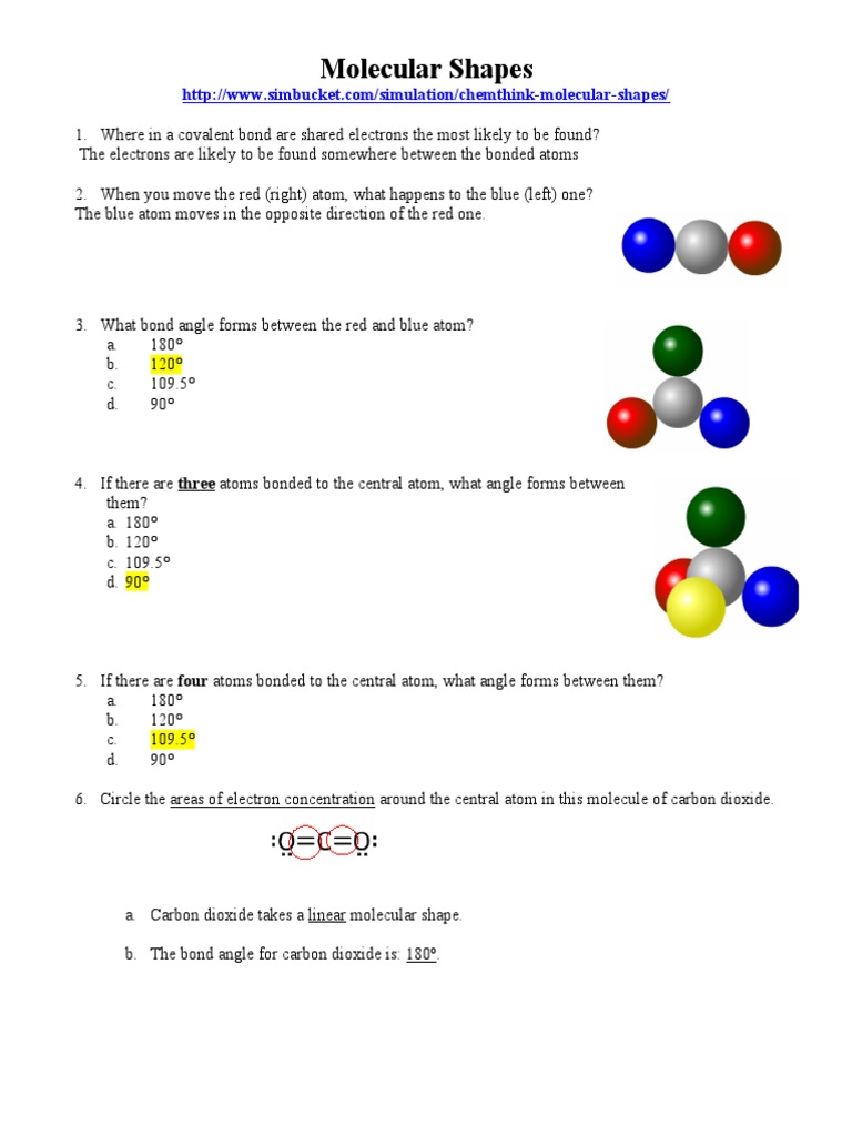 Chemthink Molecular Shapes | PDF | Chemical Bond | Molecules