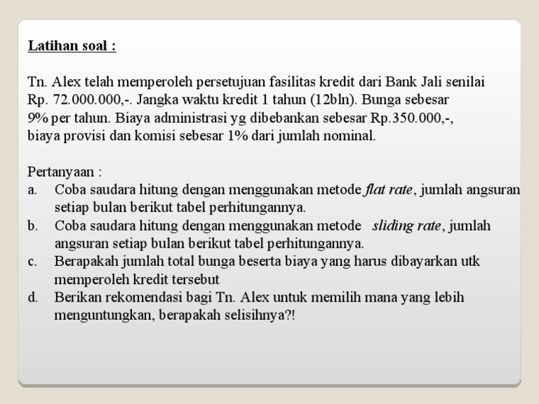 Analisis Kredit Bank: Metode Flat vs Sliding | PDF