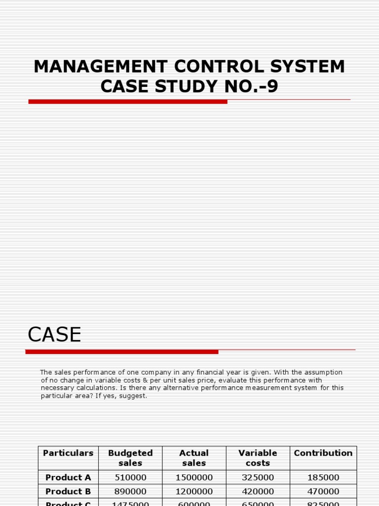 Management Control System Case Study No.-9 | PDF | Profit (Economics ...