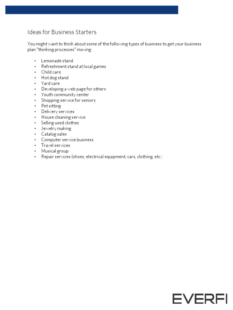 Business Starter Ideas | PDF