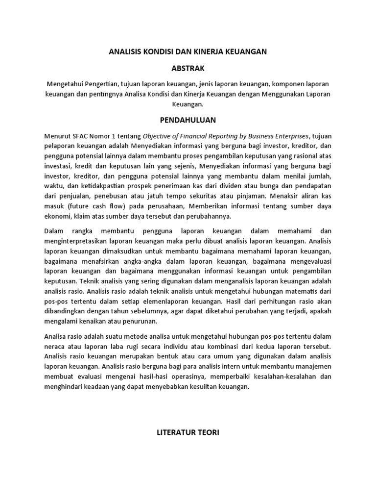 Analisis Kondisi Dan Kinerja Keuangan | PDF | Pengelolaan Keuangan & Uang