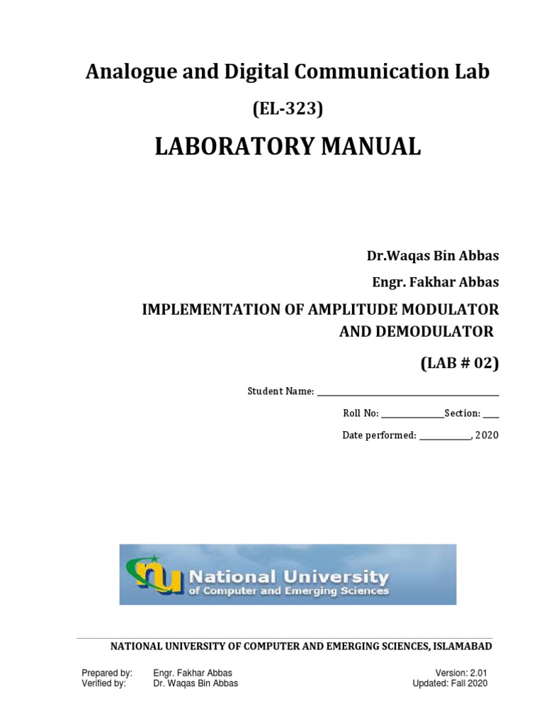 Laboratory Manual: Analogue and Digital Communication Lab | PDF | Detector (Radio) | Modulation
