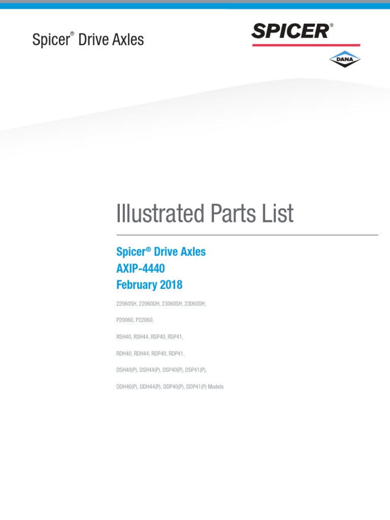 Illustrated Parts List: Spicer Drive Axles | PDF | Axle | Gear