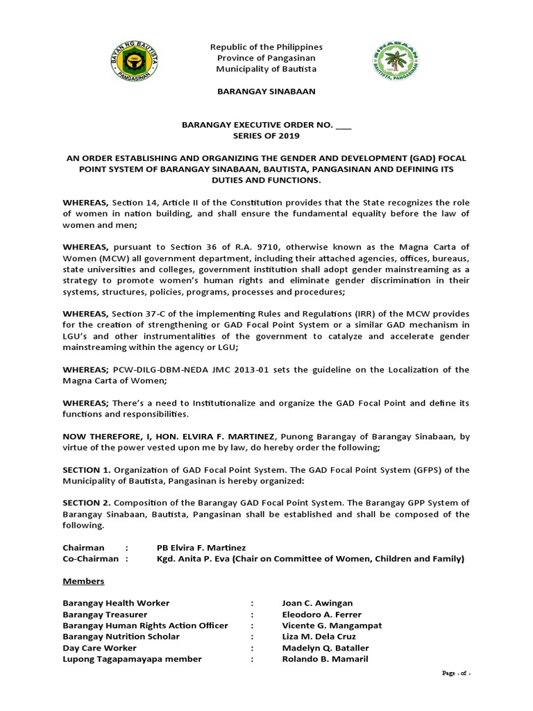 GAD Focal Point System | PDF | Gender | Gender Studies