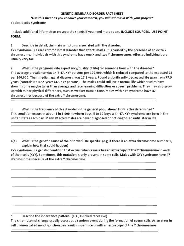 Genetic Disorder Fact Sheet | PDF | Genetic Disorder | Diseases And ...