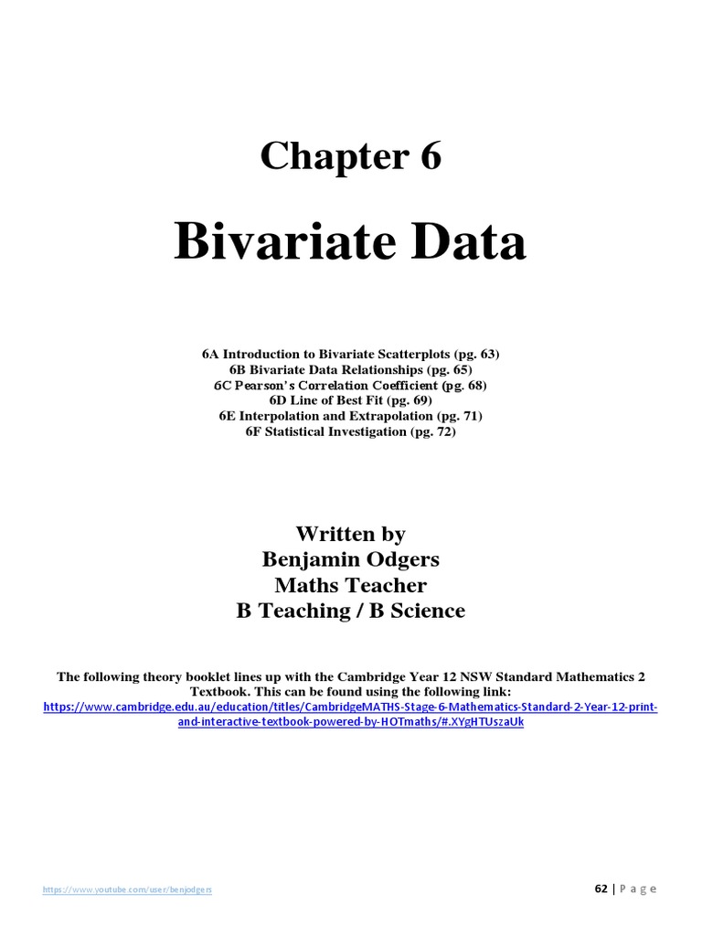 Chapter 6 Booklet - Bivariate Data | PDF | Correlation And Dependence ...