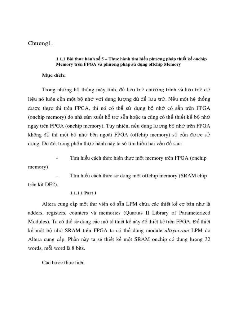 VERILOG - LAB5 - PP Thiet Ke Onchipmemory | PDF