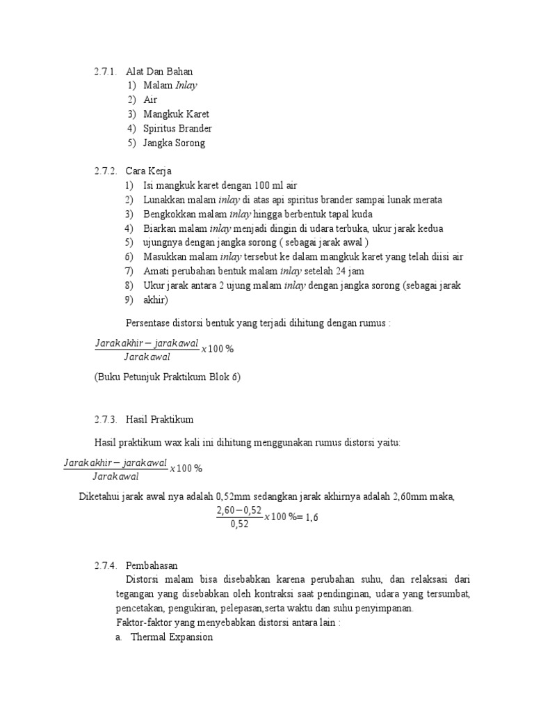 Pengamatan Distorsi Malam Inlay | PDF