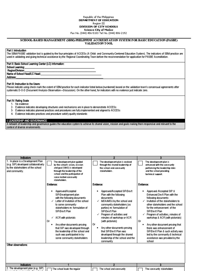 SBM-PASBE Validation Tool Guide | PDF | Educational Assessment | Community