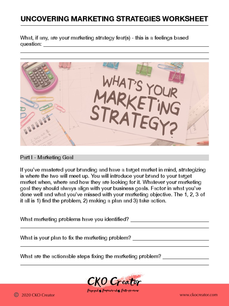 Market Strategy Worksheet | PDF | Marketing Strategy | Marketing
