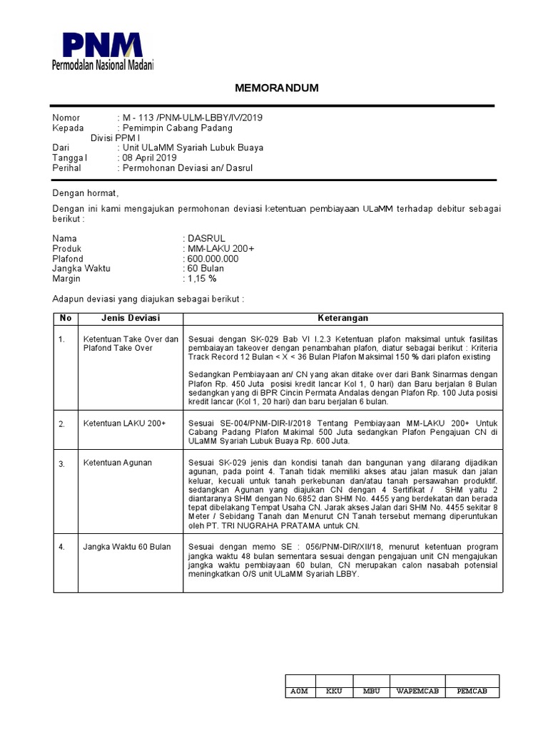 Memo Deviasi DASRUL | PDF