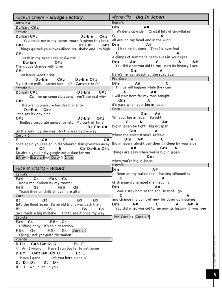 Alice in Chains - Sludge Factory Alphaville - Big in Japan: F# G F# G | PDF